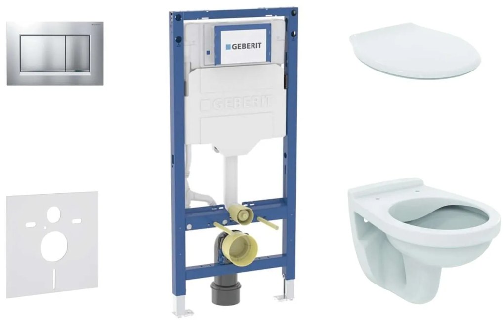 Geberit Duofix - Set předstěnové instalace, klozetu Alpha a sedátka, tlačítko Sigma20, chrom mat/chrom SANI11CD2130