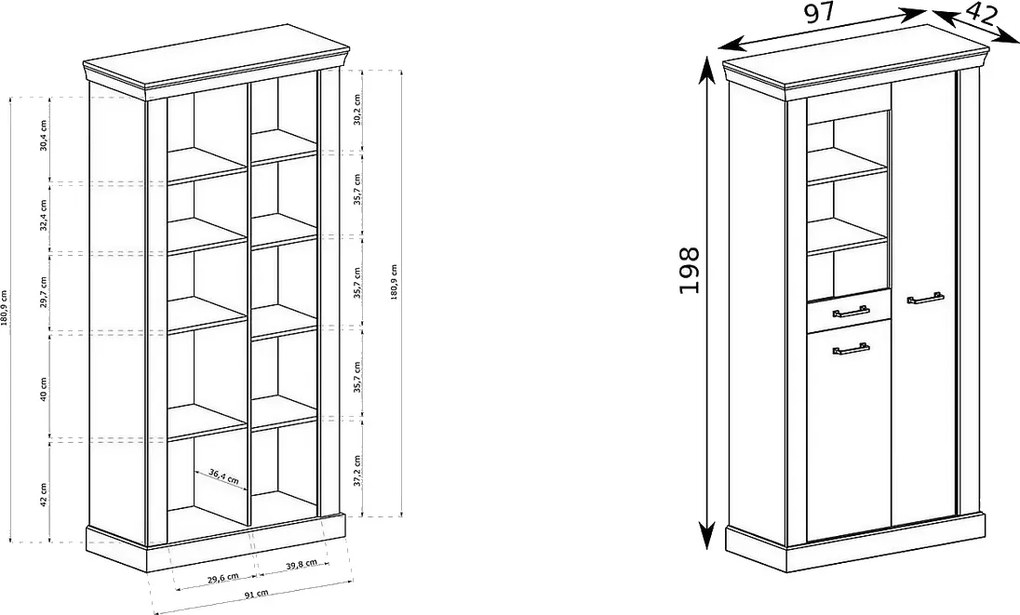 Vitrína 3D NEIL dub kraft bílý