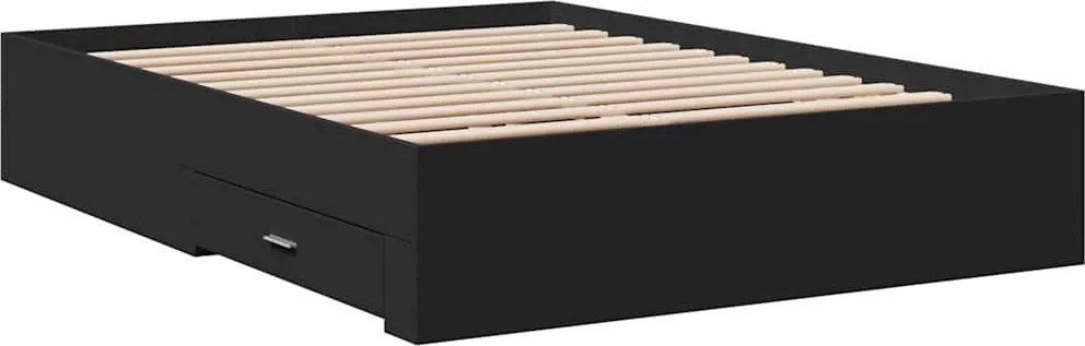 Rám postele se zásuvkami černý 135 x 190 cm kompozitní dřevo 3280406