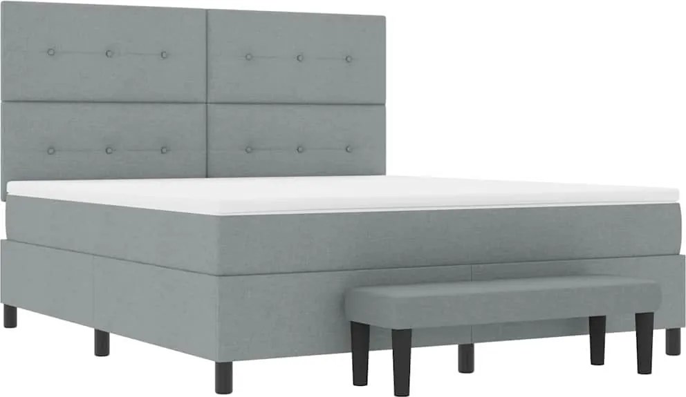 Postel s boxspringem s čelo Světle šedá 180 x 200 cm textil 3344086