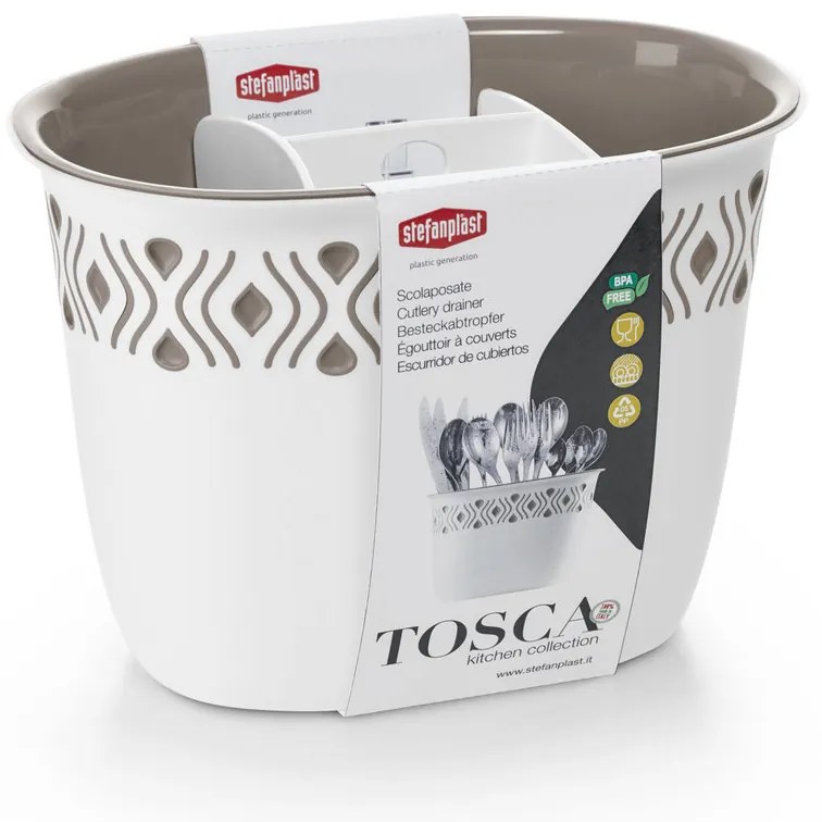 STEFANPLAST Odkapávač na příbory Tosca bílý/světle šedý