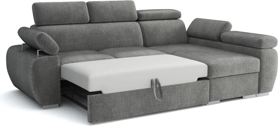 Sedací souprava BASTON | 255x170 cm | rozkládací + úložný prostor | aragon 90 šedá | FUNKČNÍ TKANINA
