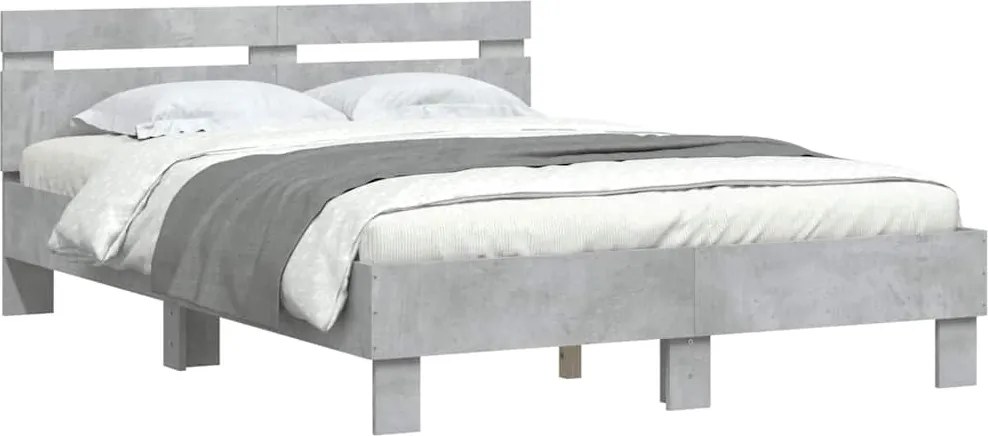 Rám postele s čelem betonově šedý 120 x 200 cm kompozitní dřevo 3207430