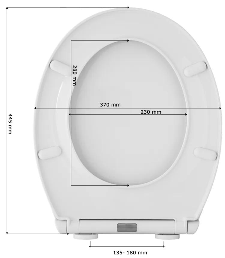 Erga Porto, toaletní WC sedátko 445x370mm z polypropylenu s pomalým zavíráním, bílá, ERG-GAM-PORTO