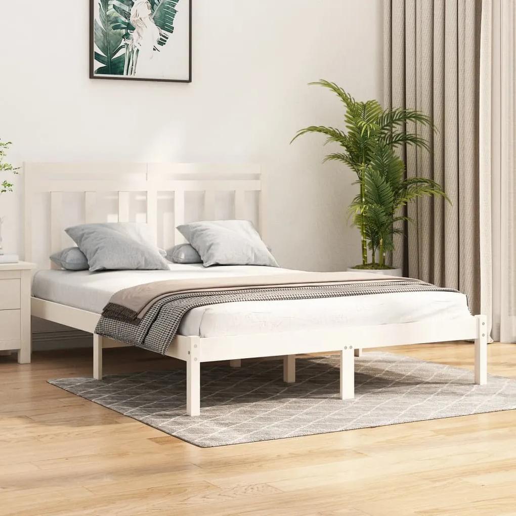 Rám postele bílý masivní dřevo 140 x 190 cm,  3105231
