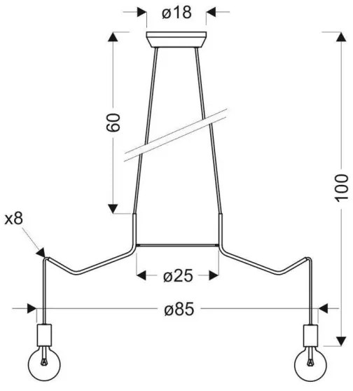 Lustr na lanku BASSO 8xE27/40W/230V černá