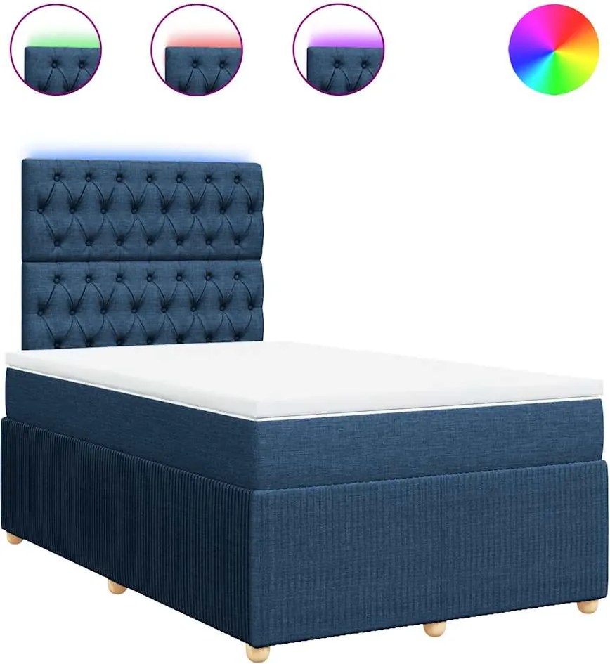 Box spring postel s matrací modrá 120x200 cm textil 3294336