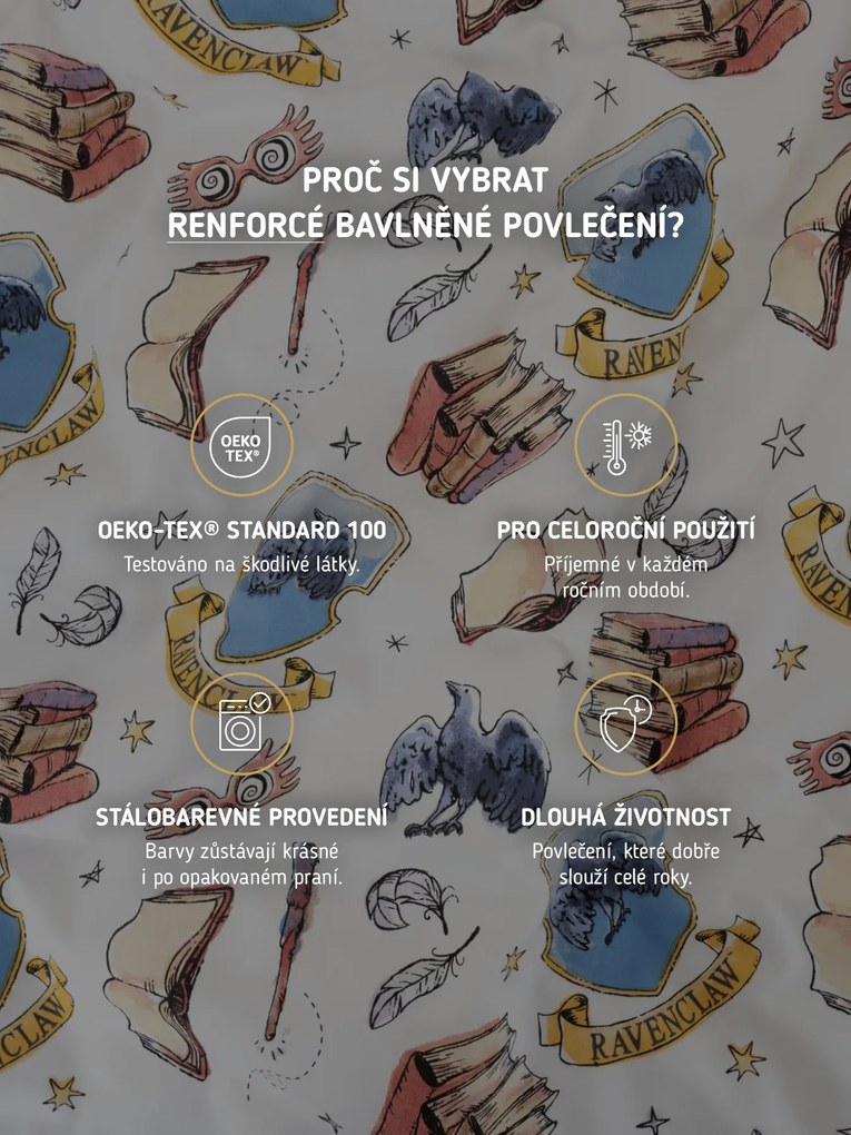 MK Lůžkoviny Bavlněné povlečení Renforcé - Havraspár bílé 140 × 200 cm, 70 x 90 cm