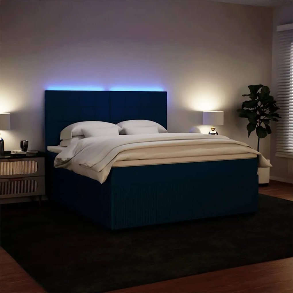 Box spring postel s matrací modrá 180 x 200 cm samet 3294710