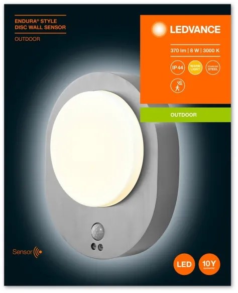 Ledvance - LED Venkovní nástěnné svítidlo se senzorem DISC LED/8W/230V IP44