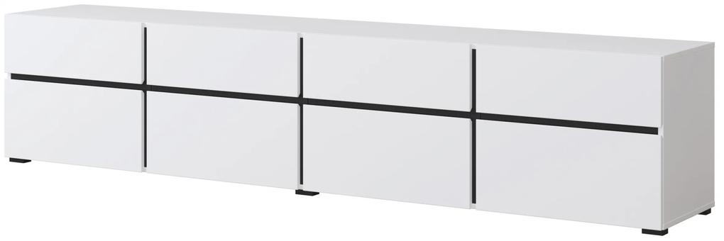 Skříňka RTV Cross 40 s zásuvkami 225 cm - bílý / černý