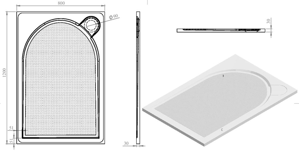 Olsen Spa LAKA 90 x 80 x 3 cm VANKCOBDEL9080 sprchová vanička