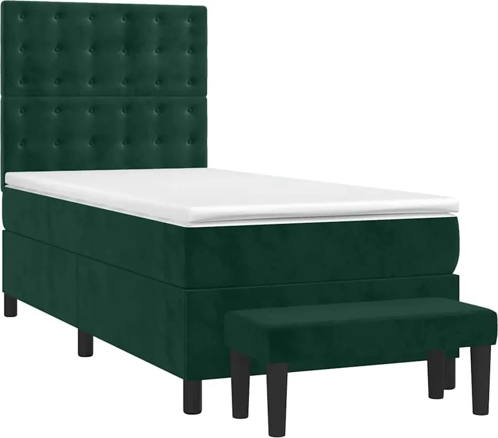 Box spring postel s matrací tmavě zelená 80 x 200 cm samet 3138052