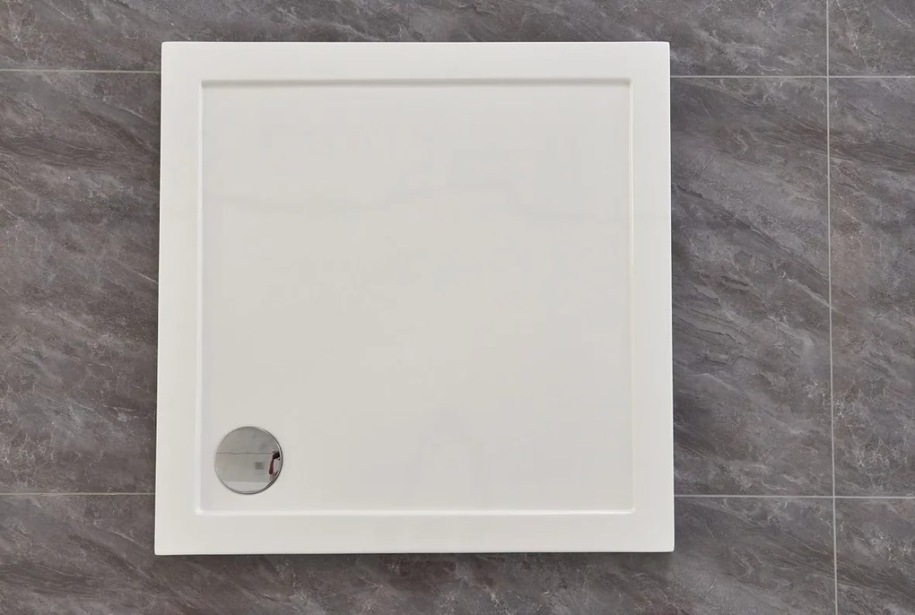Erga Laos, čtvercová sprchová vanička 90x90x5cm, akrylát, bílá lesklá, ERG-V06-ACR-9090S-WH-CR