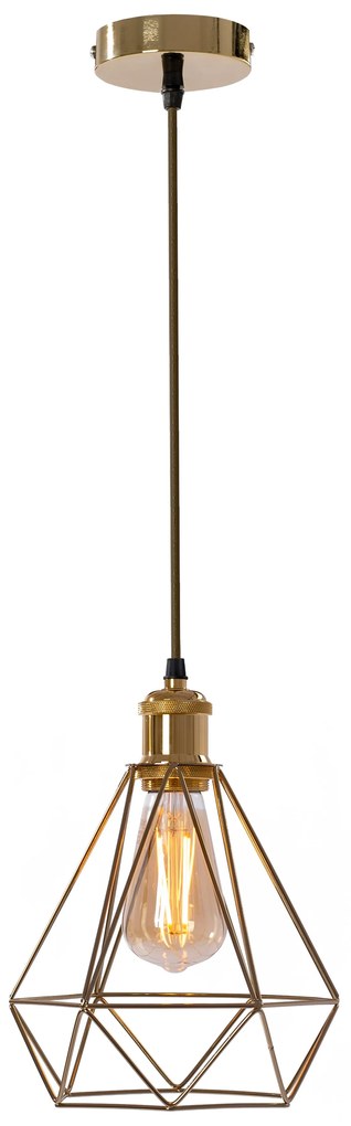 Toolight - Závěsná lampa kovová 392197, zlatá, OSW-09680
