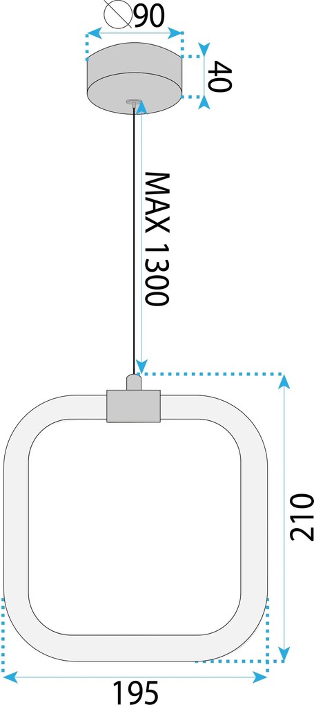 Toolight Toolight, závěsné LED svítidlo 20x20cm, 9W, 3000K, LHJ056-CP1, čirá-zlatá matná, OSW-60029