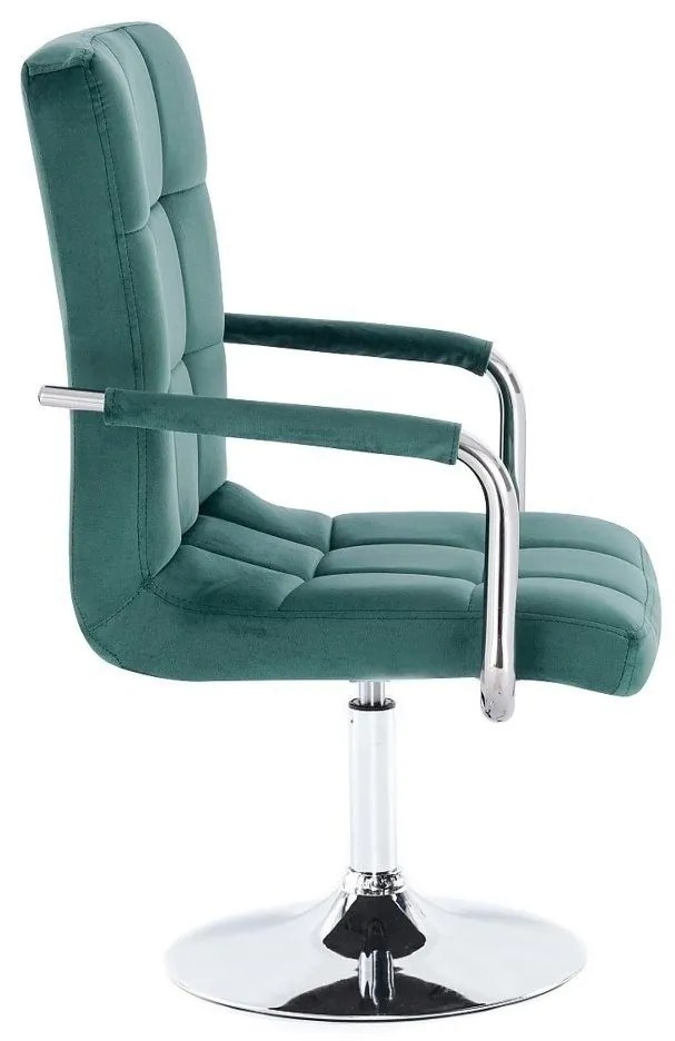 LuxuryForm DESIGN Otočná židle VERONA VELUR na stříbrném talíři - zelená