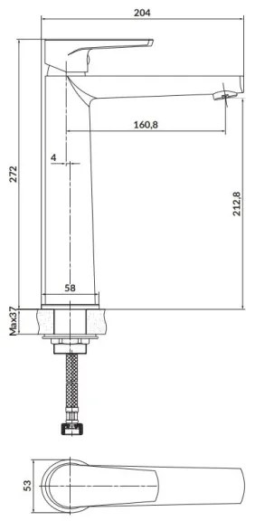 Cersanit S951-585 - Umyvadlová baterie MODUO 27,2 cm černá