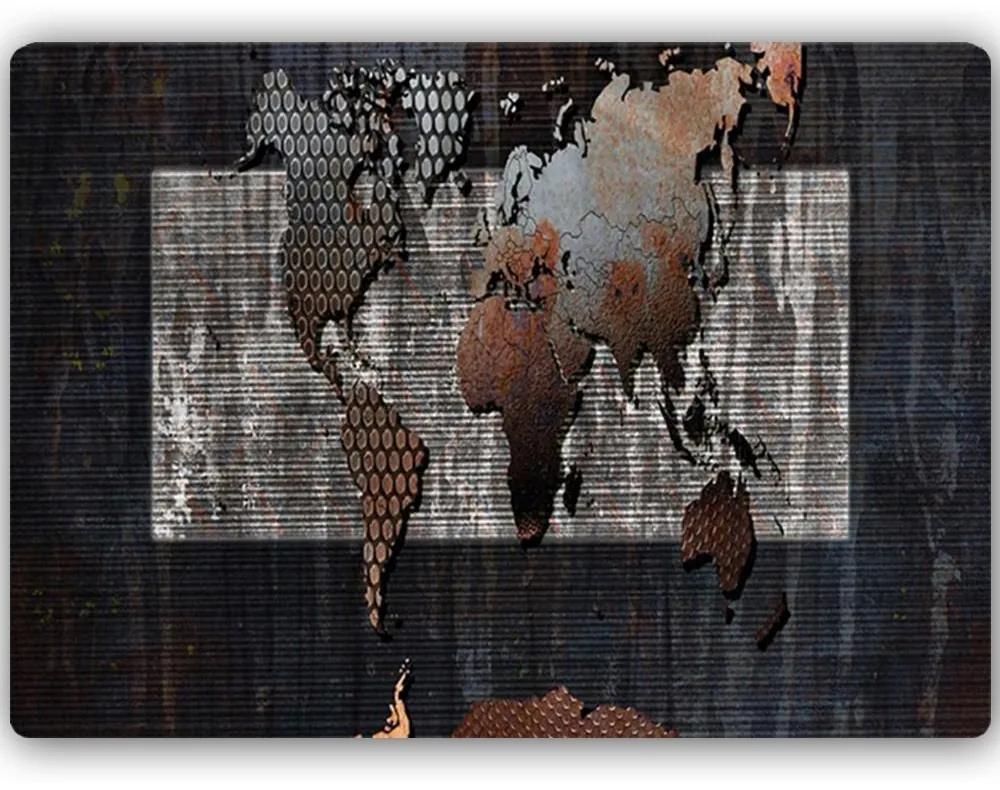 CARO Kovový obraz - Composition With A World Map 4 60x40 cm
