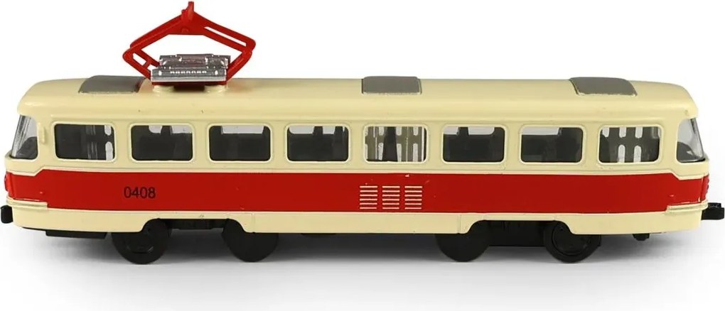RAPPA Kovová česká retro tramvaj Tatra T3 s otevíracími středními dveřmi - 16cm - červená