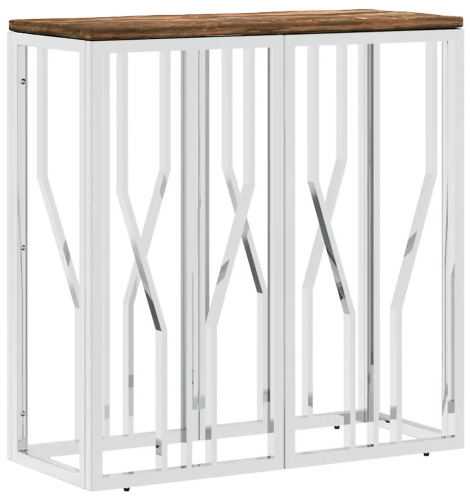 vidaXL Konzolový stůl stříbrný nerez ocel a masivní recyklované dřevo