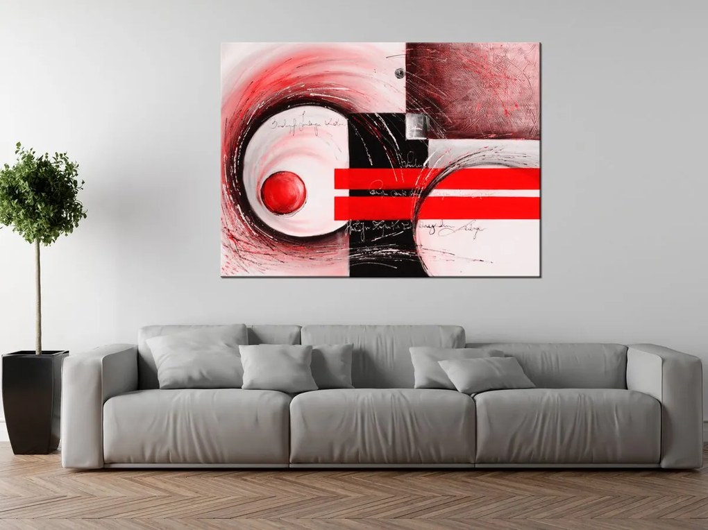 Gario Ručně malovaný obraz Červené tvary Rozměry: 120 x 80 cm