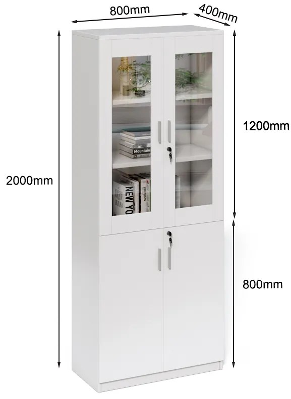 Vysoká kancelářská skříň Houseland Prime Neo 02 80 cm bílá