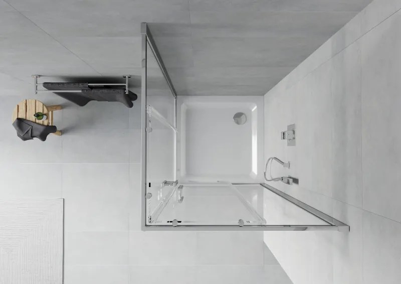 Mexen Rio, čtvercový sprchový kout 90 x 90 cm, 6mm čiré sklo, chromový profil + bílá sprchová vanička, 860-090-090-01-00-4010