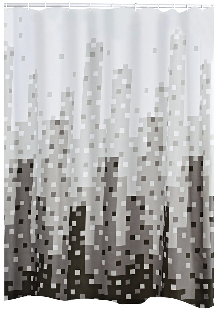 Ridder Sprchové závěsy Sprchový závěs SKYLINE, textilní - šedý dekor - 180 x 200 cm 47367