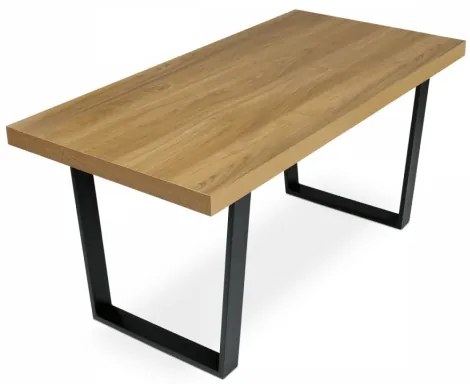 Jídelní stůl 160x80 x76 dub kovové nohy černý lak HT-514 OAK