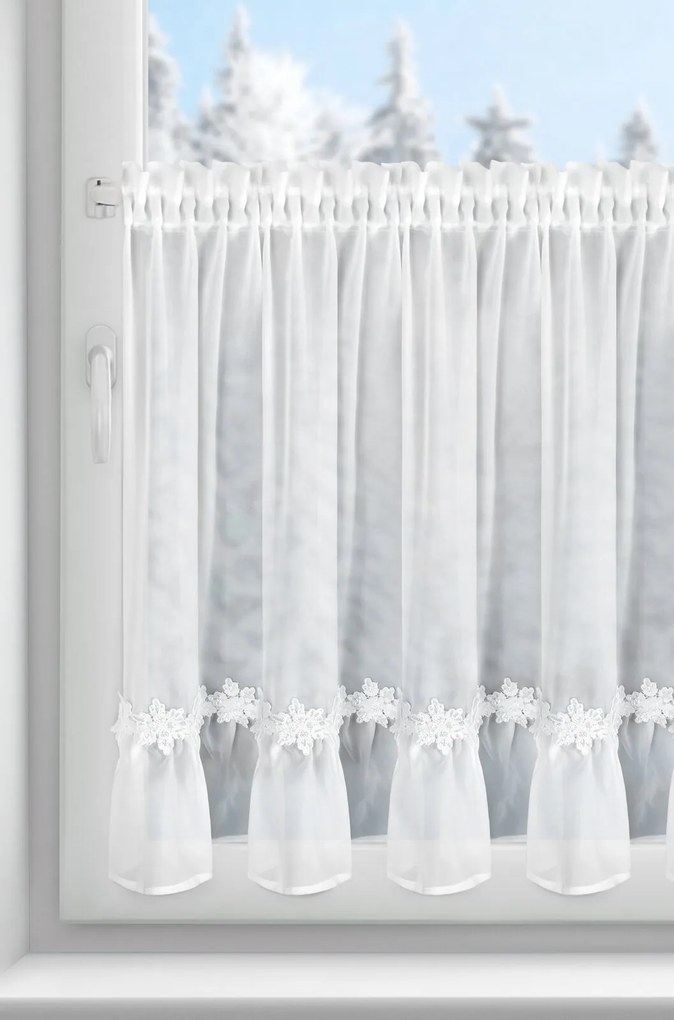 KRÁTKÁ VÁNOČNÍ ZÁCLONA NA PÁSCE FLAKE 150X70 CM BÍLÁ