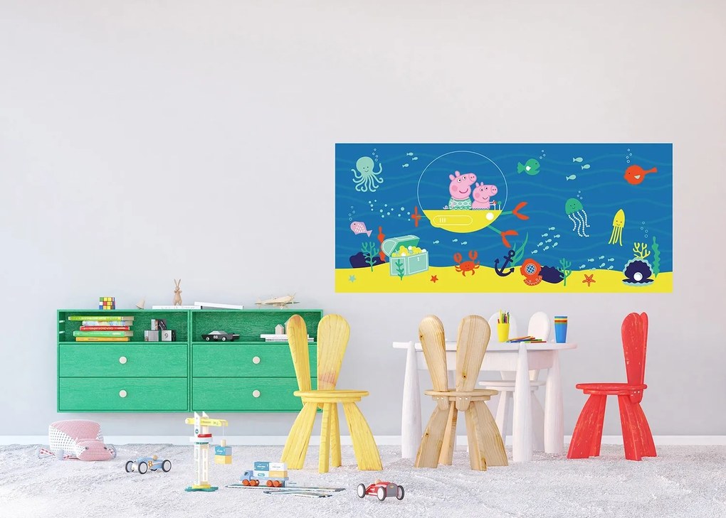 Dětská vliesová fototapeta na zed' Prasátko Peppa Podvodní Dobrodružství | 170 x 75 cm | DFTDNH5521