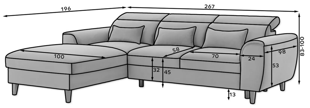 Eltap Rohová sedací souprava Foble Materiál a barva potahu: Velvetmat 100 - modrá, Orientace: levá