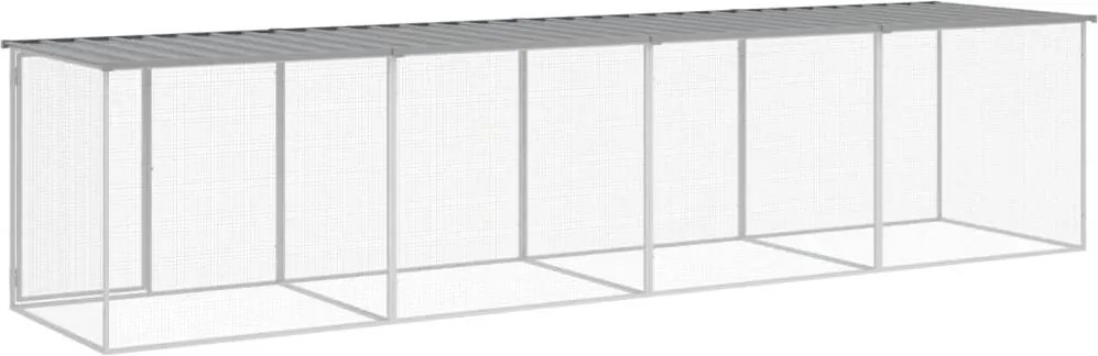 Klec pro kuřata se střechou světle šedá 403 x 98 x 90 cm ocel 3189055