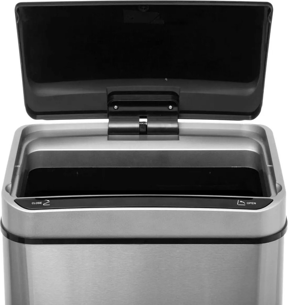 Automatický odpadkový koš 40L, nerezová ocel, stříbrná