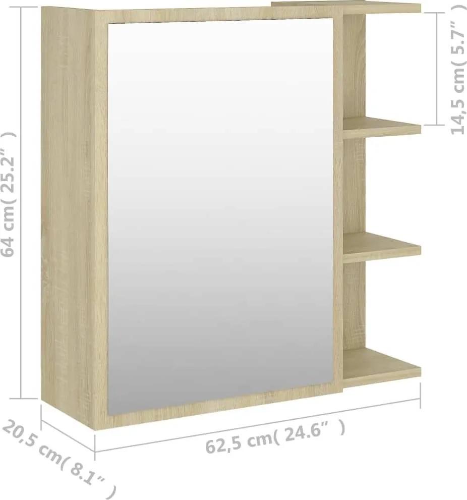 vidaXL Zrcadlová skříňka 62,5x20,5x64 cm dřevotříska [803311] Barva: dub sonoma