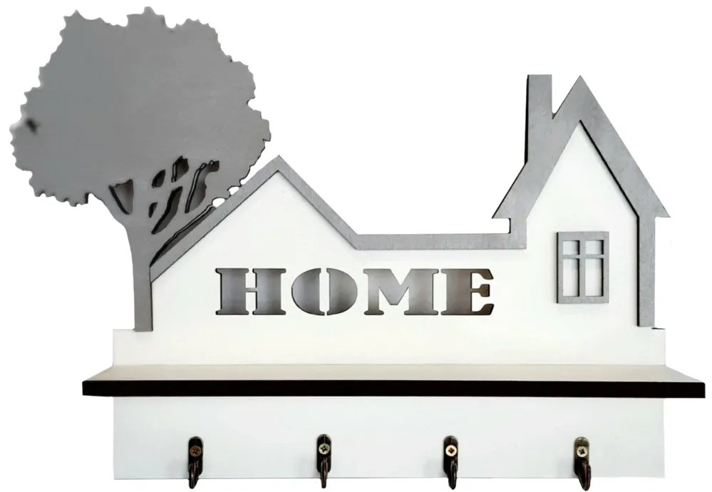 Věšák na klíče "HOME" šedý