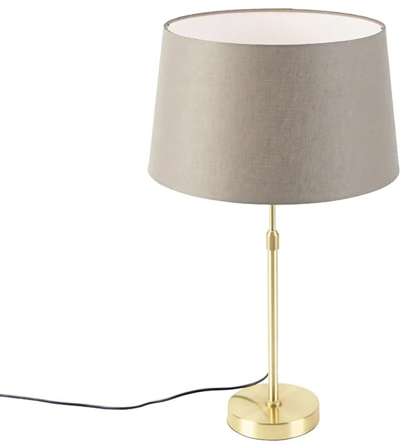 Stolní lampa zlatá / mosaz s odstínem lnu taupe 35 cm - Parte