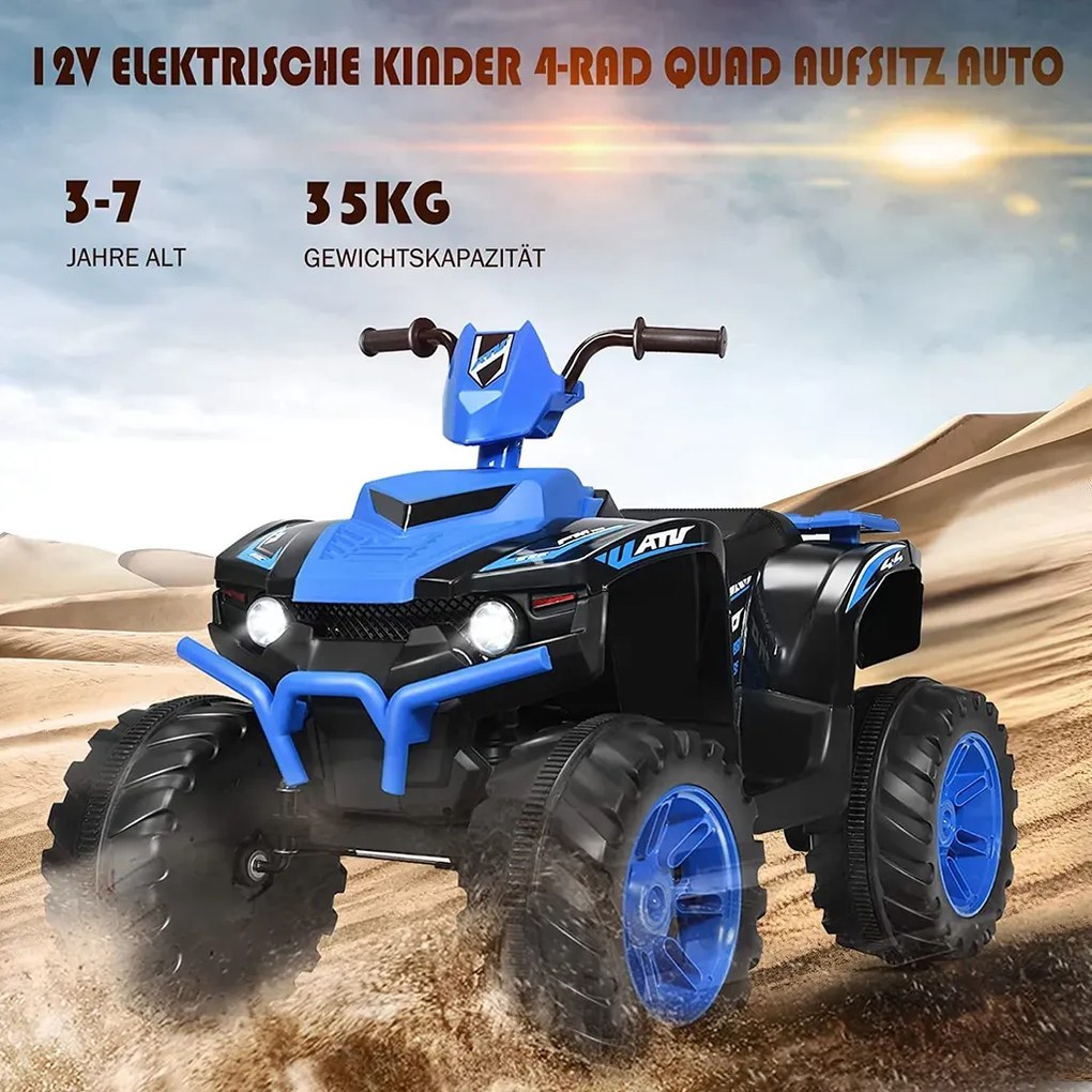 Costway 12 V elektrická dětská čtyřkolka s předním světlem Mini – modrý