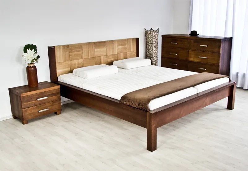 Postel Postelia VARIO Buk 180x220 - dřevěná postel z masivu o šíři 4 cm