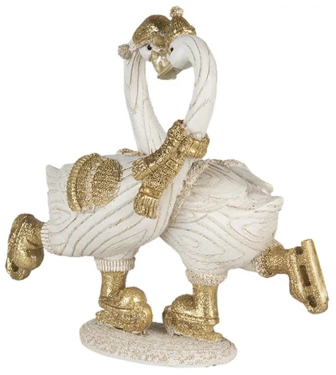 Vánoční dekorativní soška labutí v čepicích – 18x8x17 cm