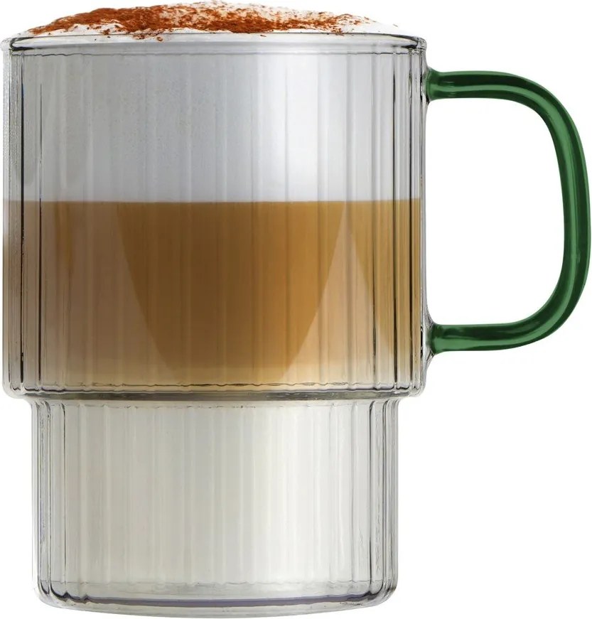 Zelené skleněné hrnky v sadě 2 ks na cappuccino 350 ml Livio – Vialli Design