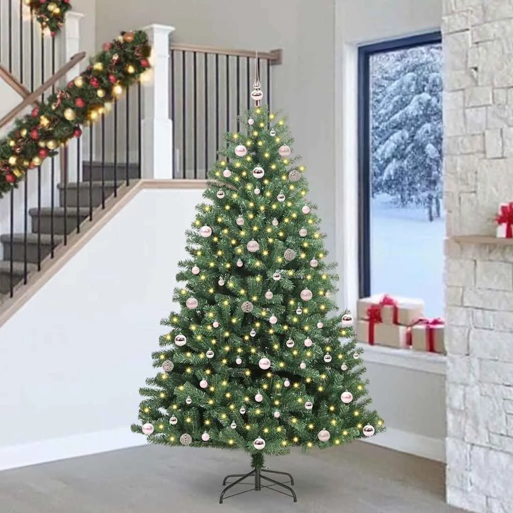 Umělý Skládací Vánoční Strom Zelená 240 cm PVC a kov 3395507