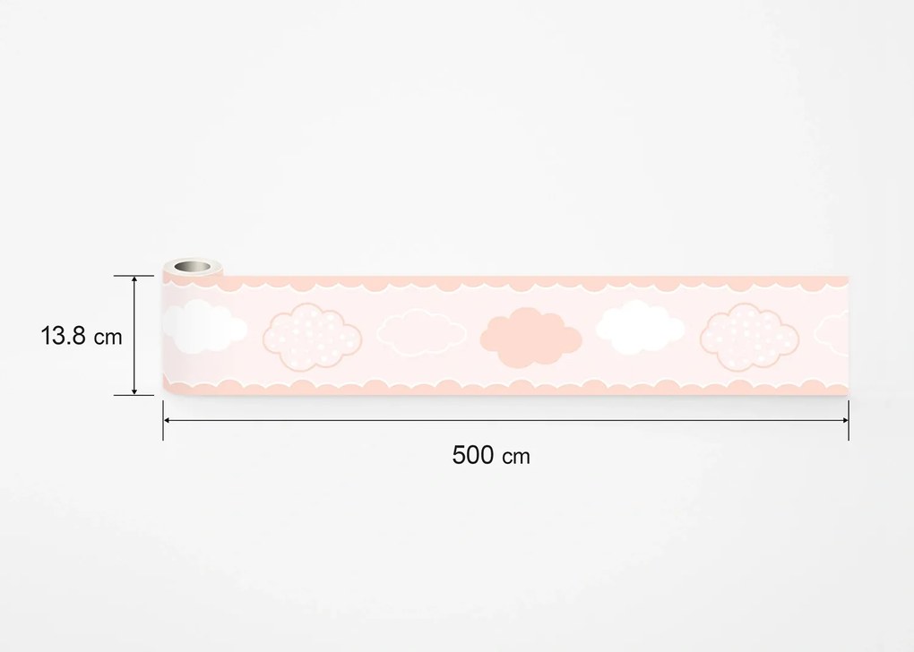 Dětská samolepící bordura na zeď Růžové Mraky | 5 m x 13.8 cm | DWBD8059