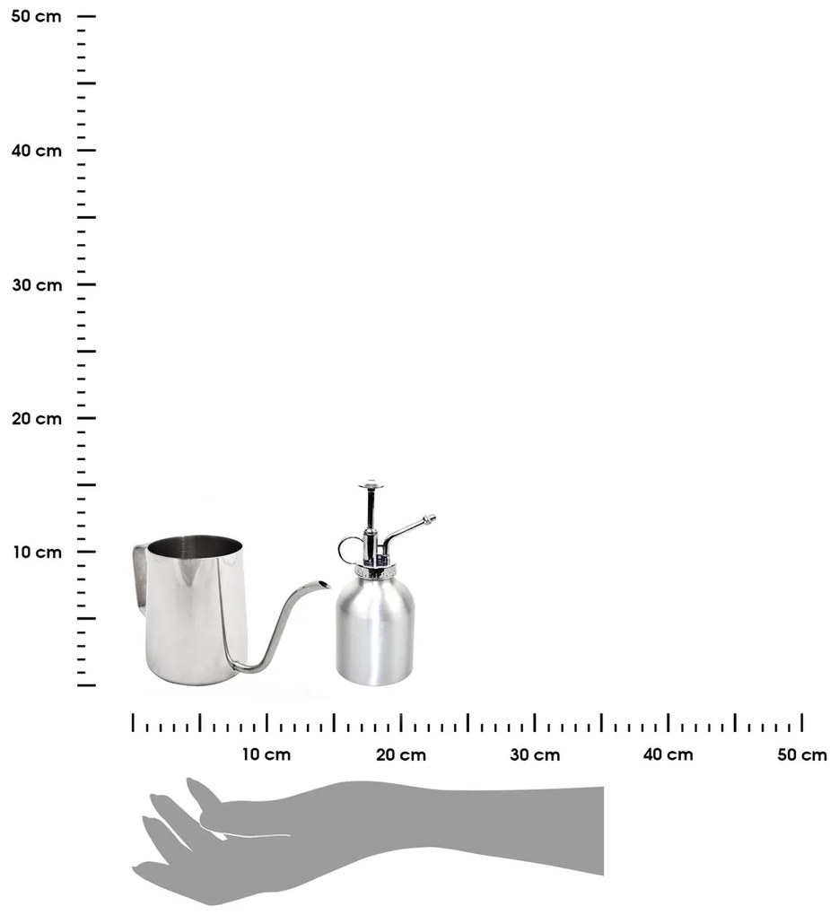 Konev na zalévání, sada 2ks, 0,5 l+0,3 l, stříbrná