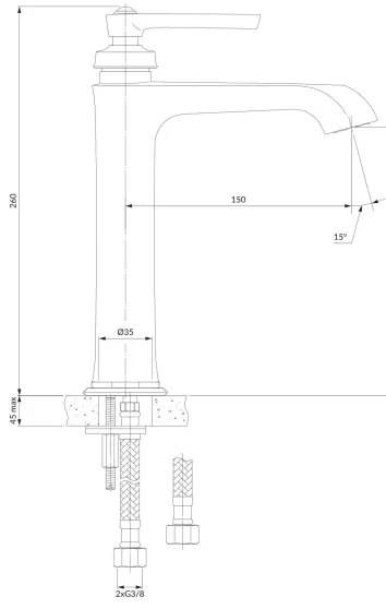 OMNIRES AM5212CR - Umyvadlová baterie ARMANCE 26 cm lesklý chrom