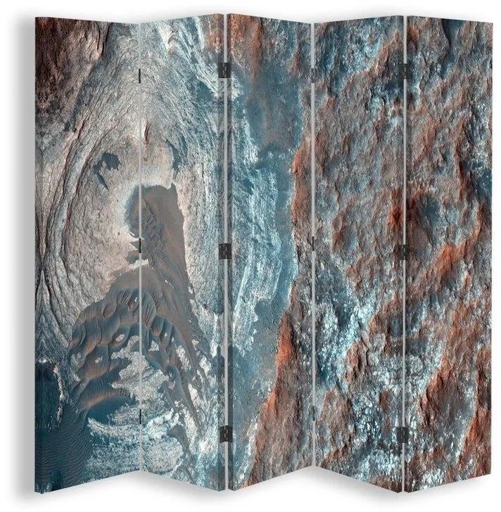 Ozdobný paraván, Abstraktní krajina z ptačí perspektivy - 180x170 cm, pětidílný, klasický paraván