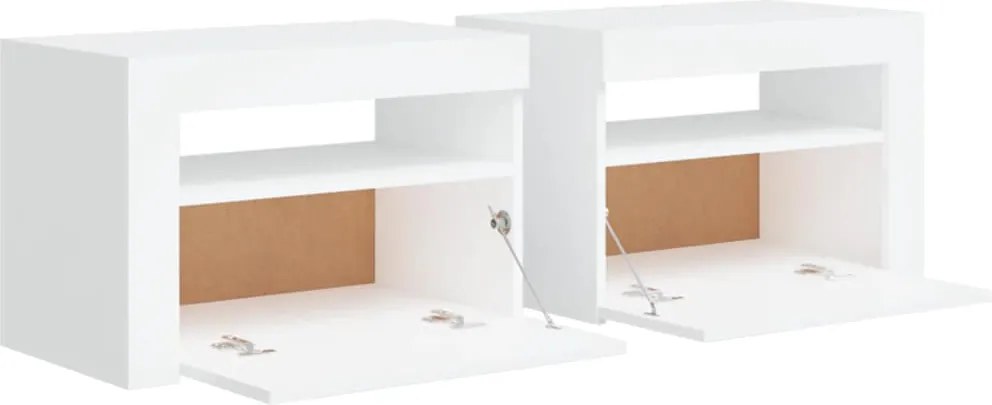 Noční stolky 2 ks s LED osvětlením bílé 60 x 35 x 40 cm 3080734
