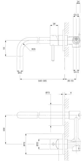 OMNIRES Y1215HCR - Umyvadlová baterie pro podomítkovou instalaci Y lesklý chrom