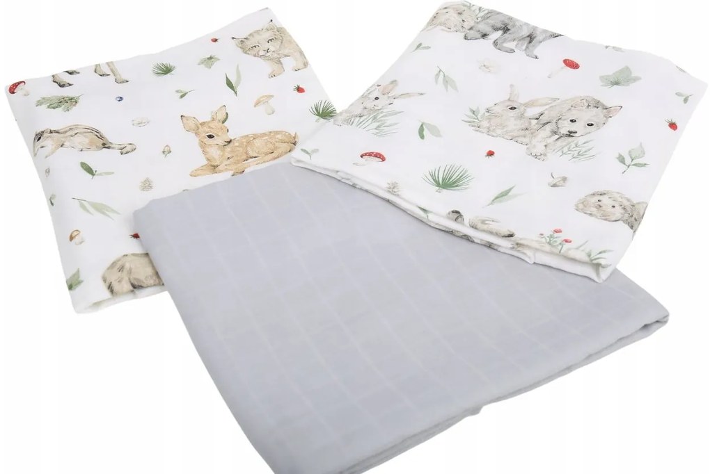 Dětské mušelínové pleny BABYMAM PREMIUM 60x75 cm - sada 3 ks - Lesní zvířátka